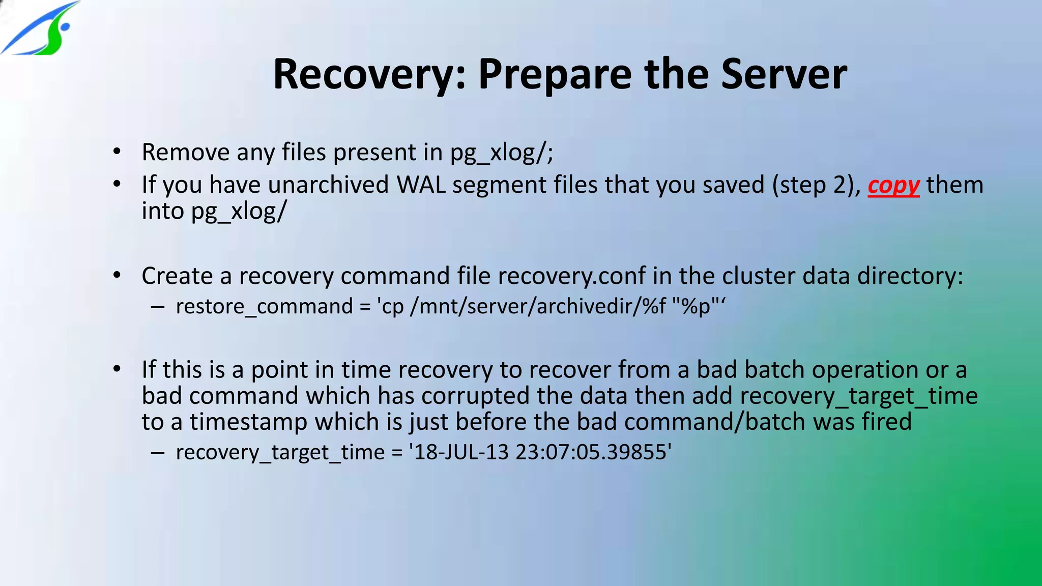 Backup-Recovery in PostgreSQL | PDF