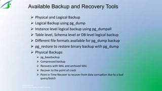Backup-Recovery in PostgreSQL | PDF