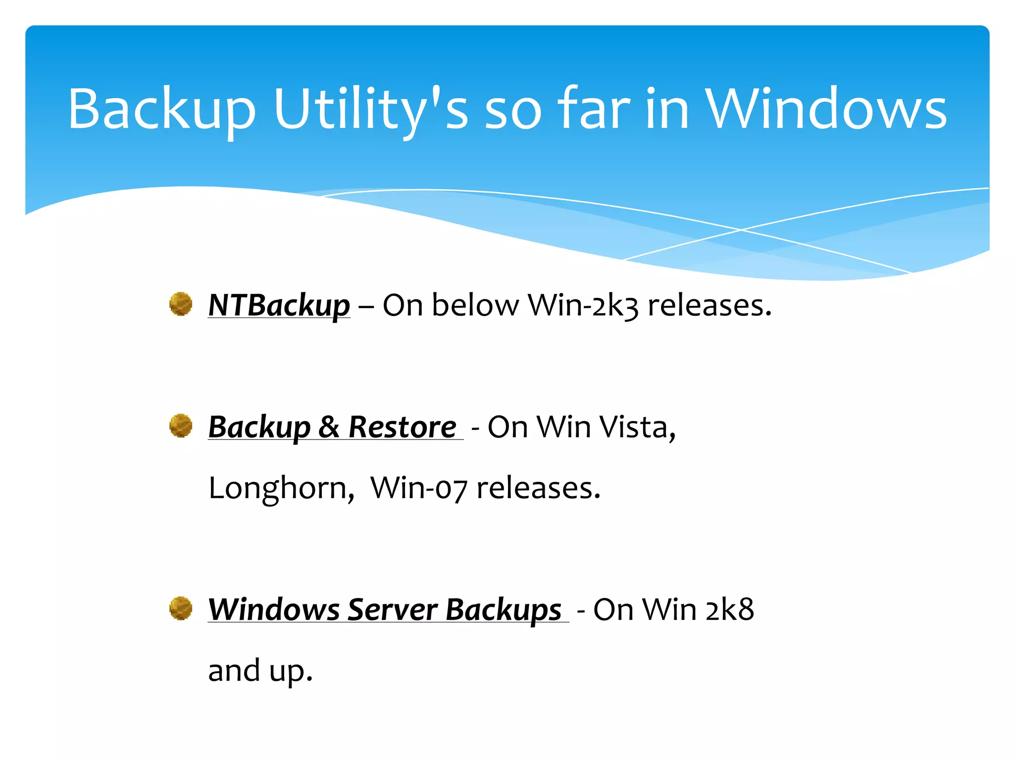 Backup & restore in windows | PPTX
