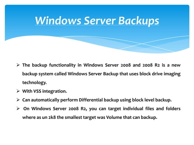 Backup & restore in windows | PPTX