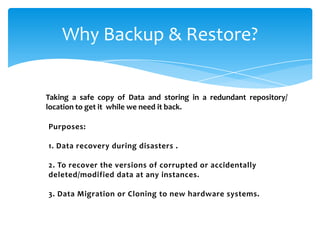 Backup & restore in windows | PPTX