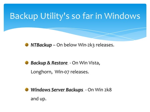 Backup & restore in windows | PPTX