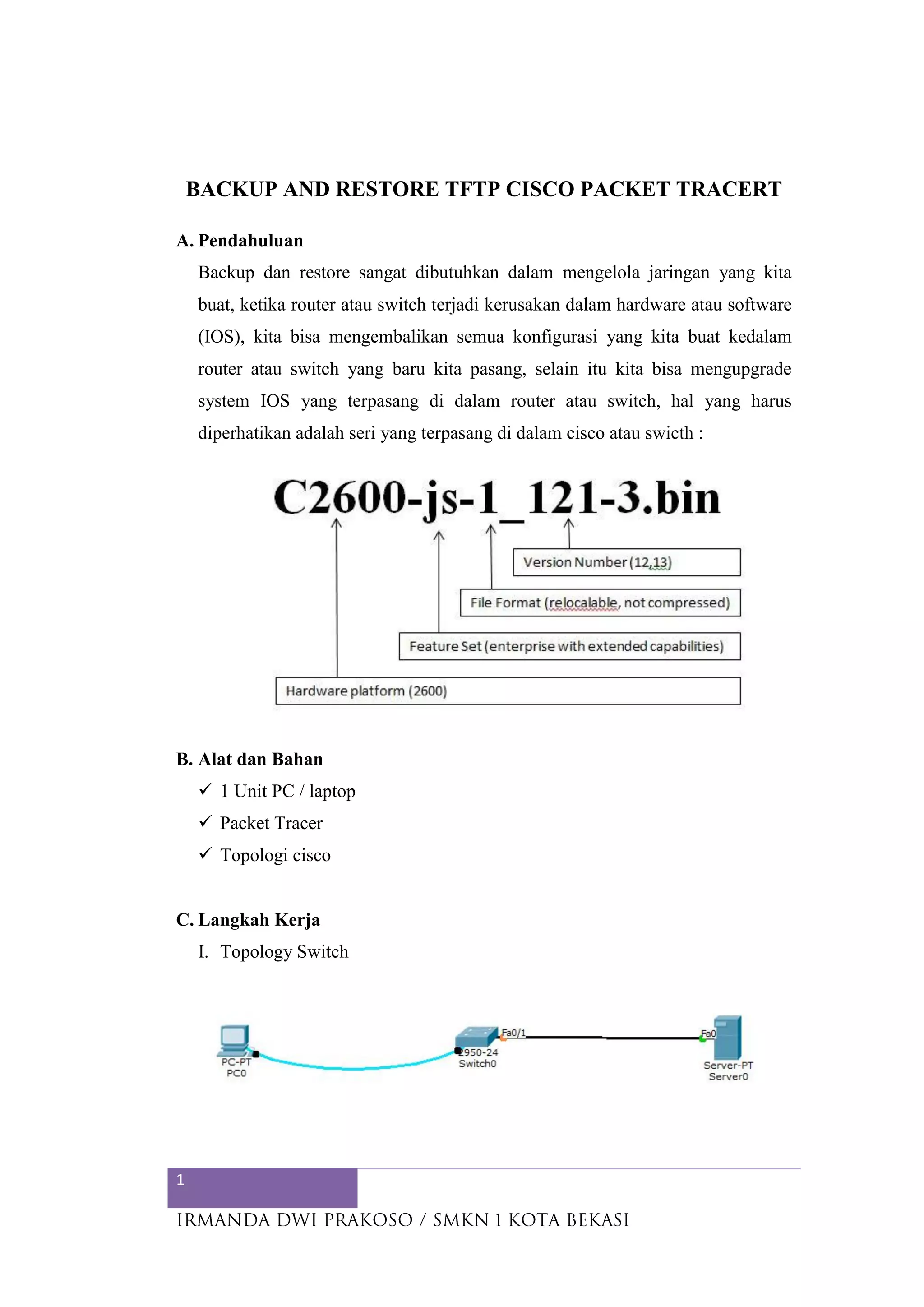 Backup & Restore TFTP Cisco Packet Tracert | PDF