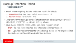 Oracle Backup Solutions Overview August 2018 | PPT