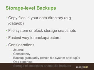 Webinar: MongoDB Management Service (MMS): Session 02 - Backing up Data | PPT