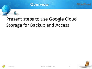 Backup with google cloud storage | PPT