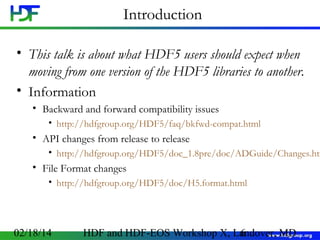HDF5 Backward and Forward Compatibility Issues | PPT