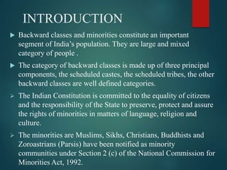 Backward class and minority of india ppt | PPTX