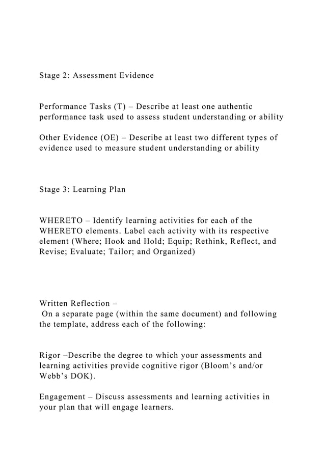 Backward Design Unit PlanPrepareRead Chapter 9 Planni.docx