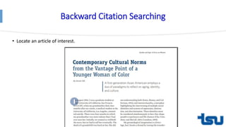 Backward & Forward Citation Searching | PPT