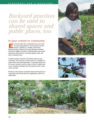 Backyard Conservation: Bringing the Countryside to Your Backyard | PDF