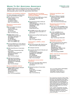 Backyard Conservation: Bringing the Countryside to Your Backyard | PDF