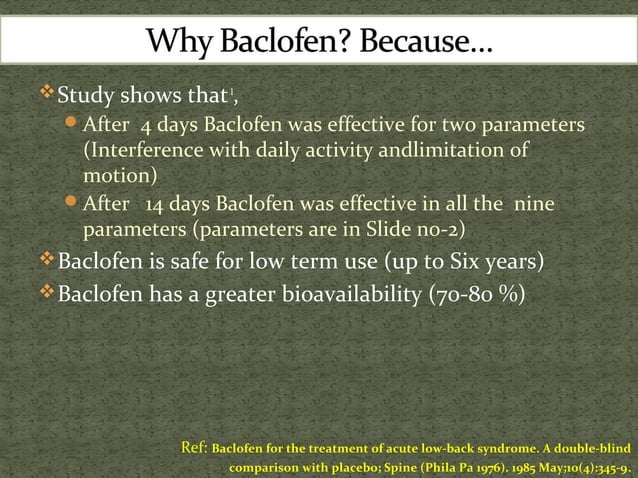 Baclofen low back pain | Muhammad Nizam Uddin | PPT