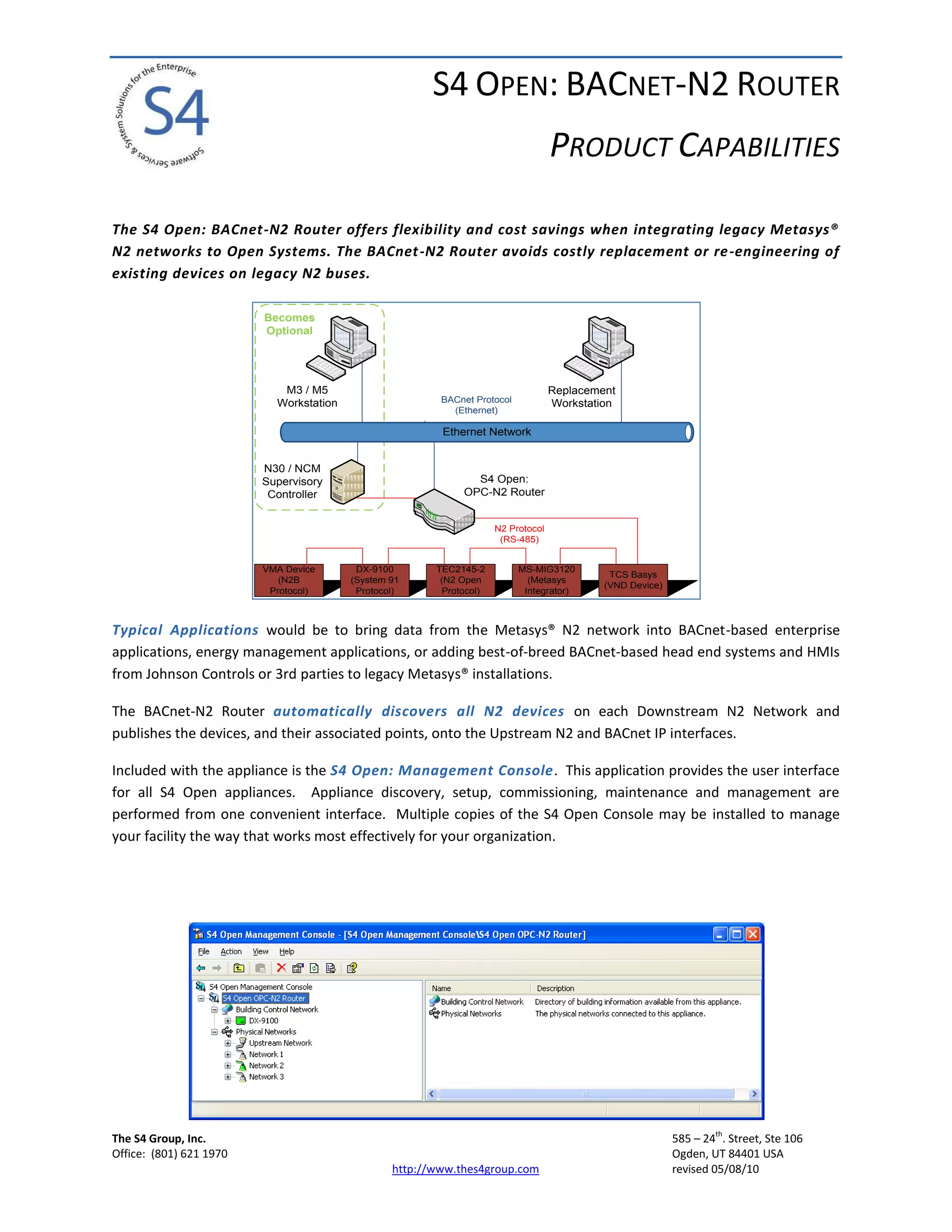 S4 Open: BACnet-N2 Router | PDF