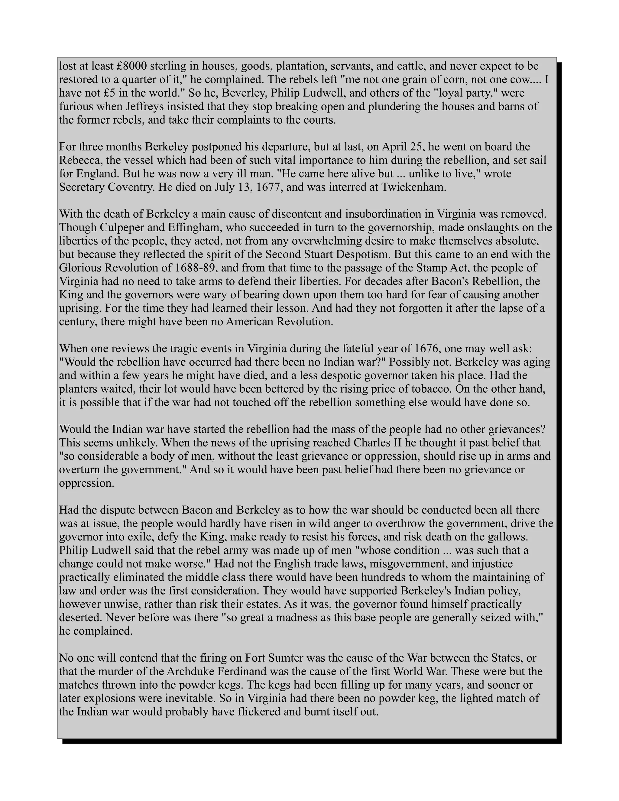 Bacons Rebellion 1676 American Colonial History | PDF | Law