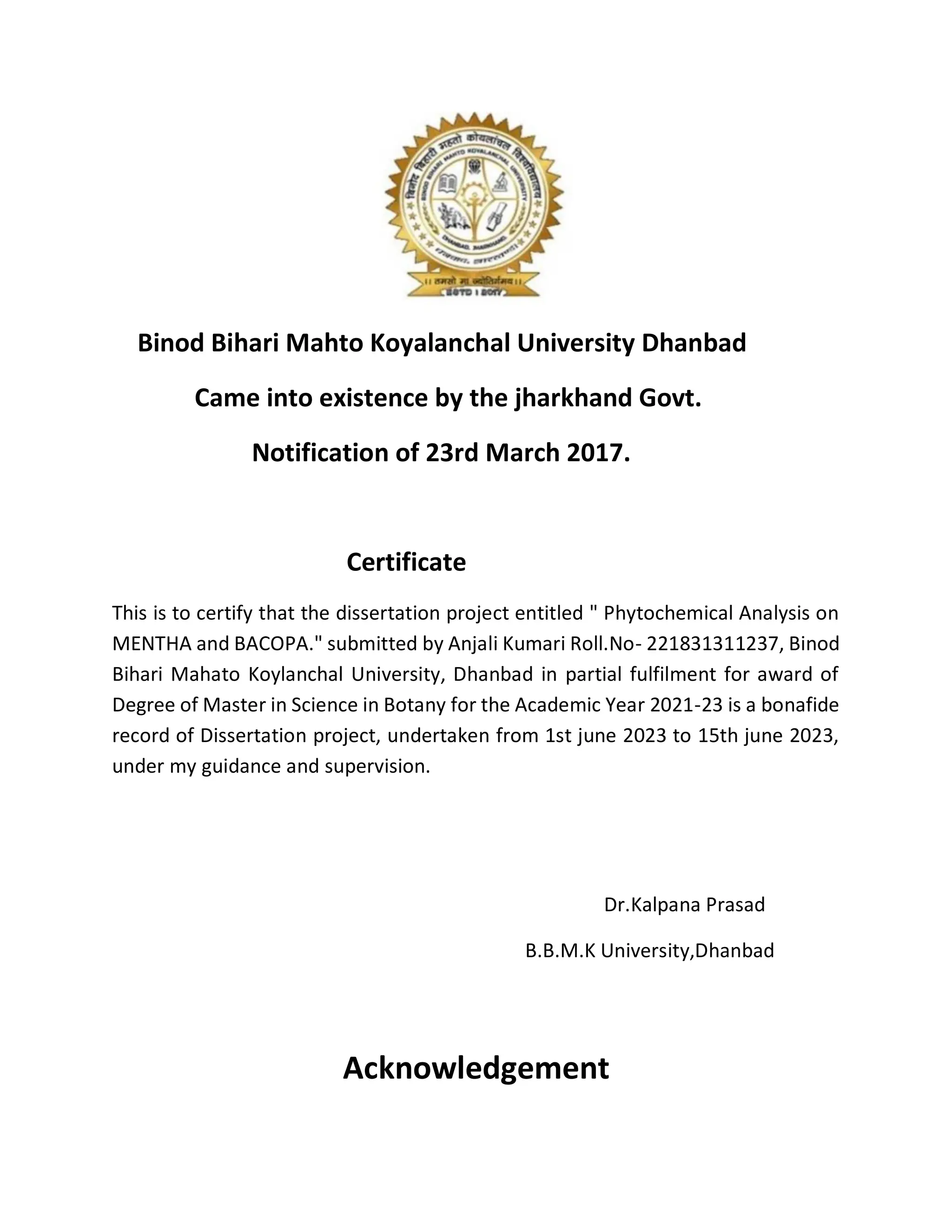 Phytochemical Analysis on Bacopa & Mentha Dissertation PDF | PDF