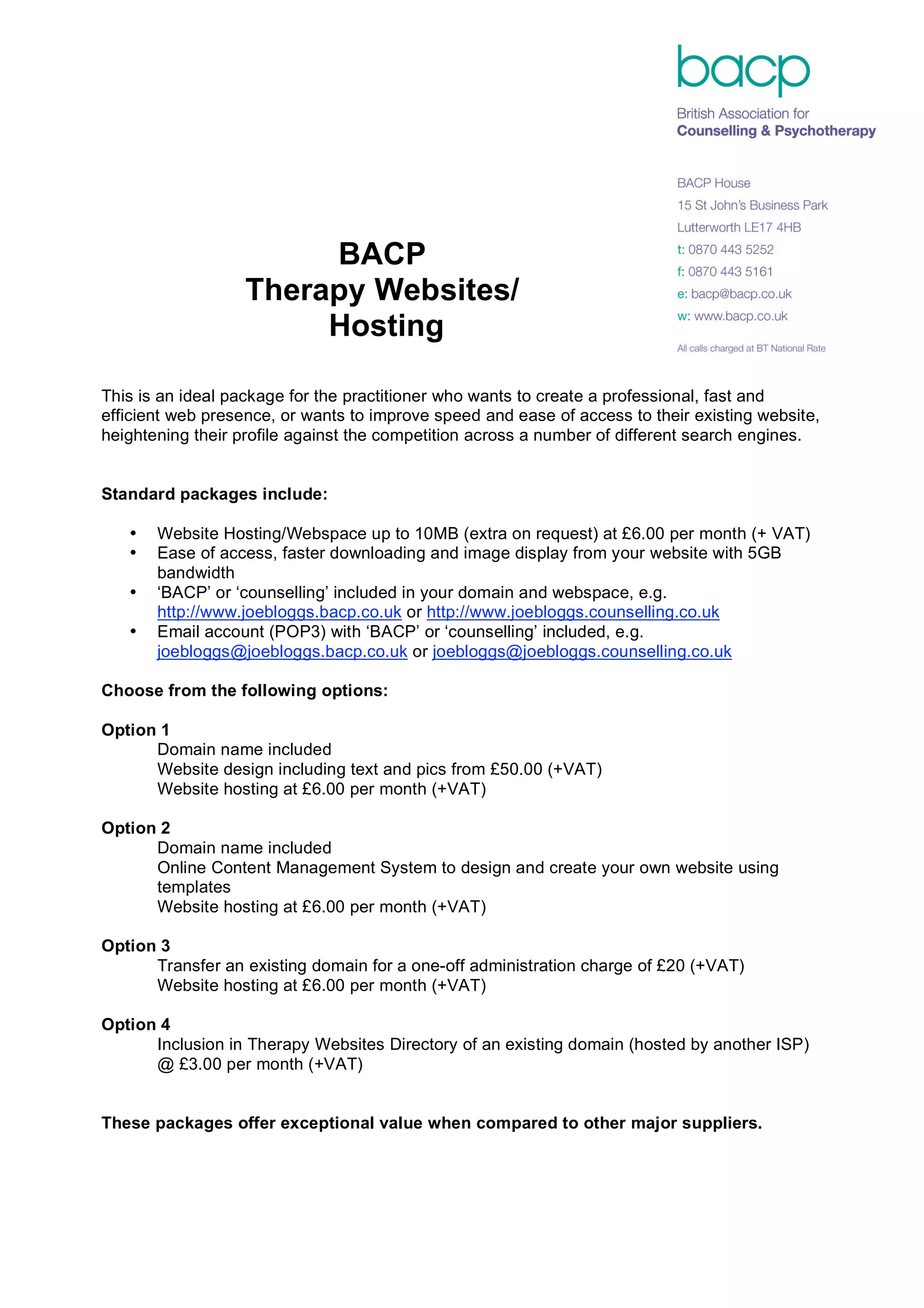 BACP Therapy Websites/ Hosting | PDF