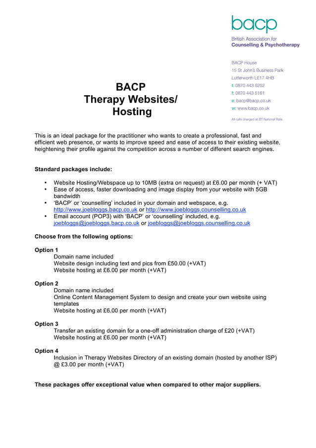 BACP Therapy Websites/ Hosting | PDF