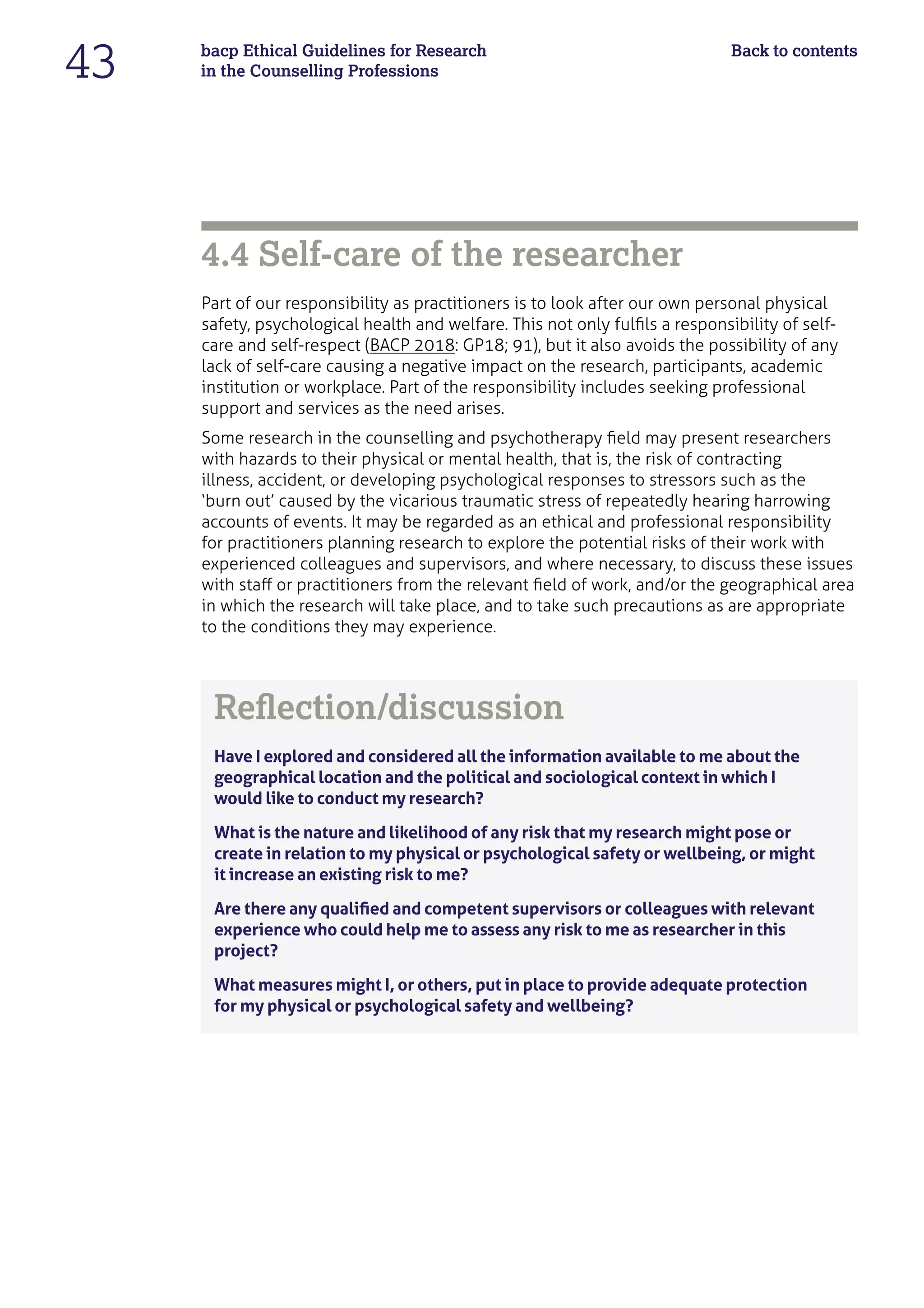 BACP Ethical guidelines for research in counselling professions | PDF