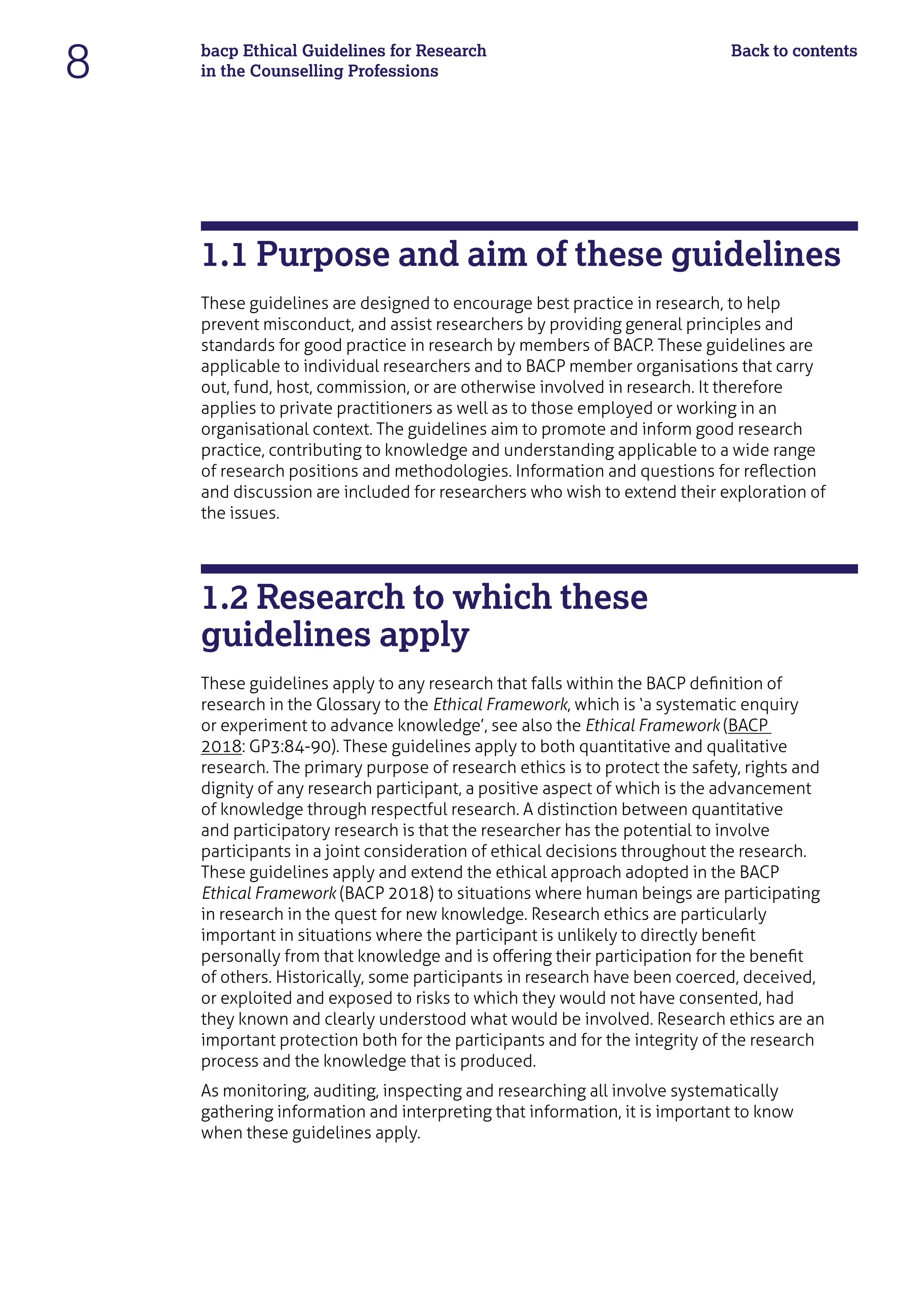 BACP Ethical guidelines for research in counselling professions | PDF
