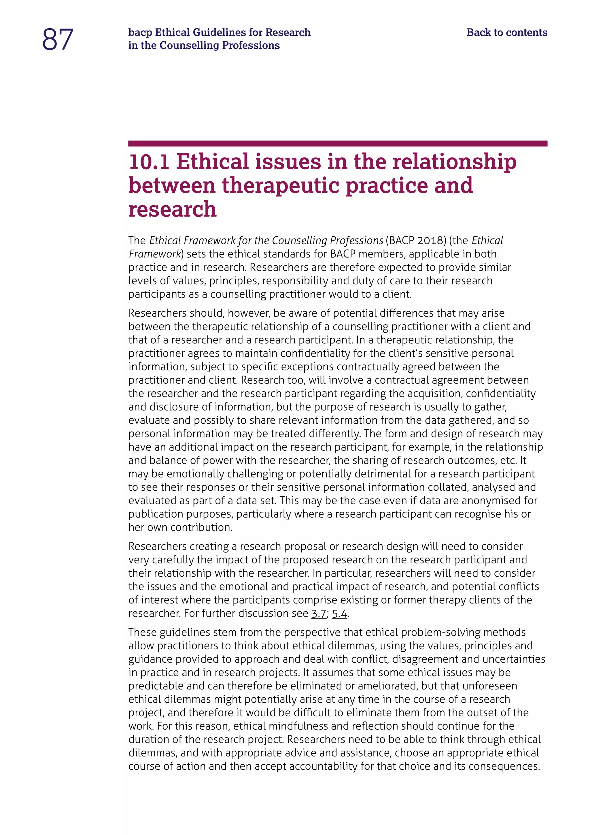 BACP Ethical guidelines for research in counselling professions | PDF