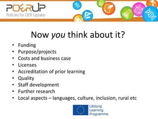 Developing OER-supportive ICT in education policies for higher ...