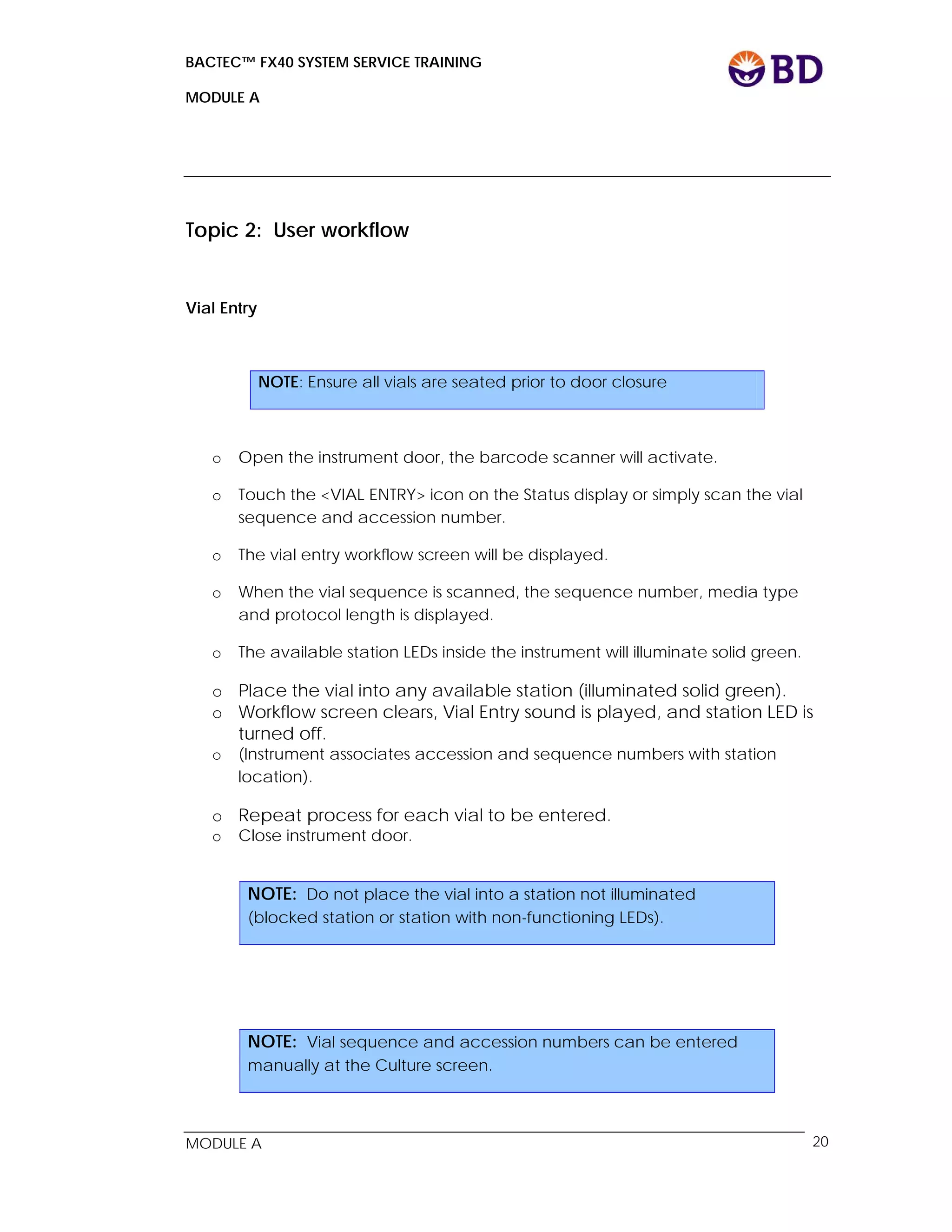 BD BACTEC FX40 system service training | PDF