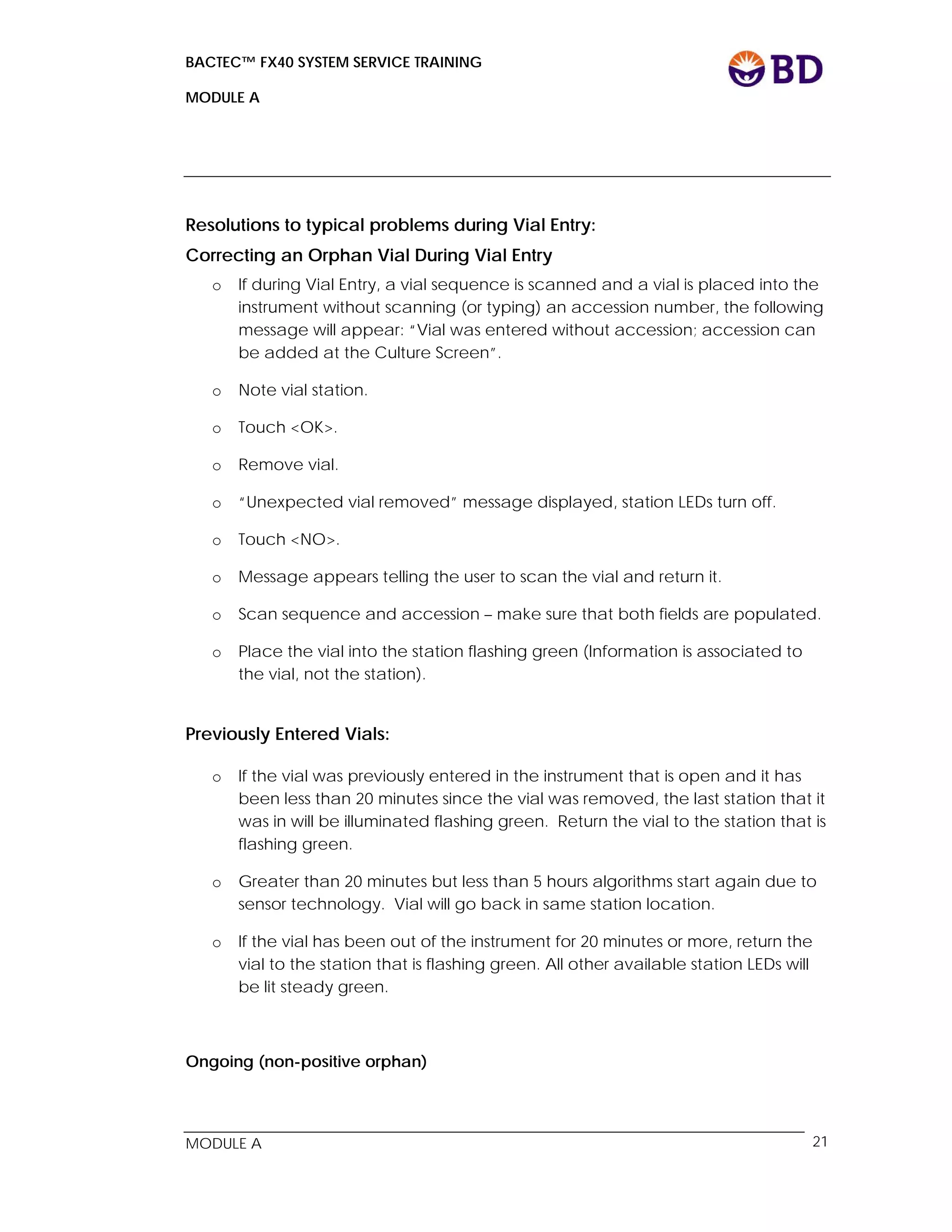 BD BACTEC FX40 system service training | PDF