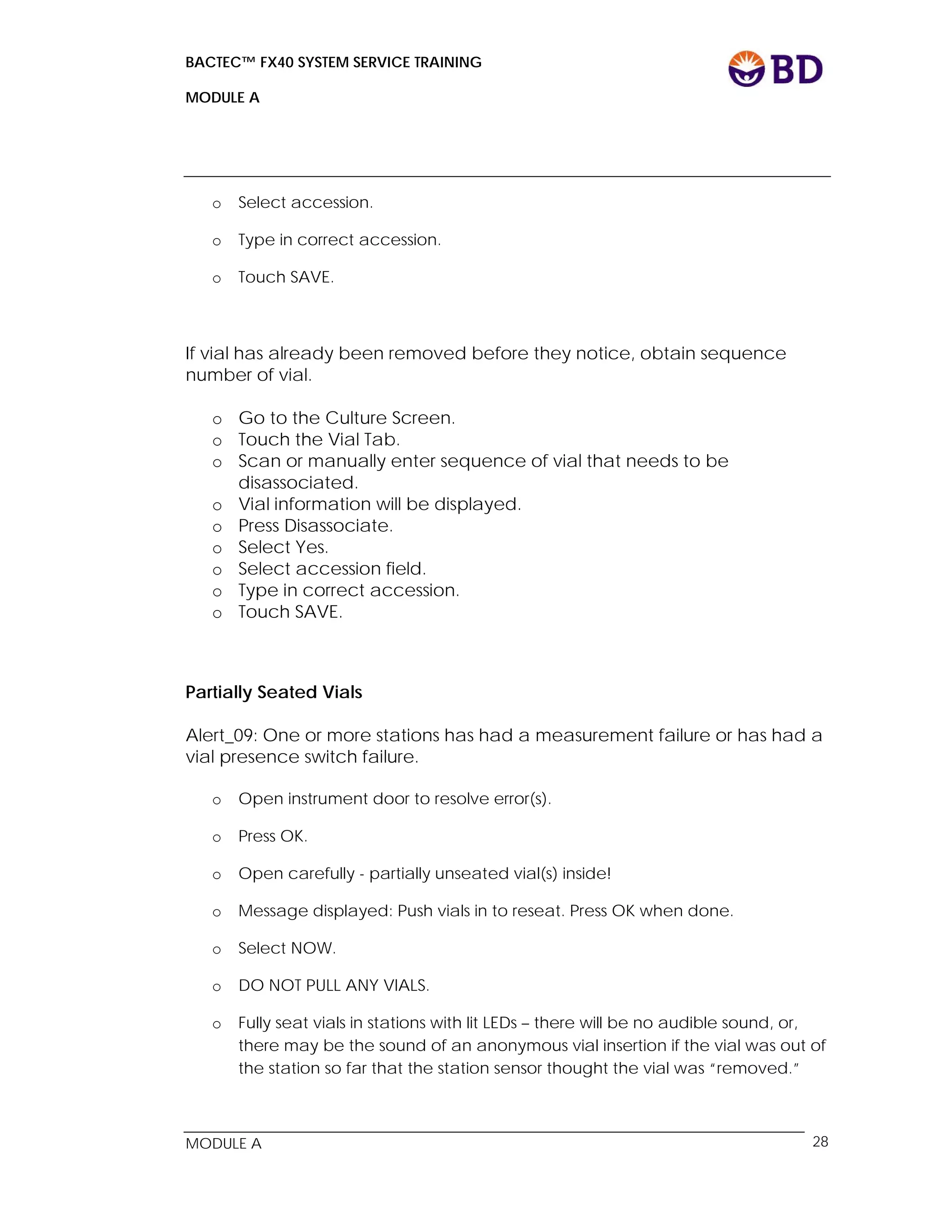 BD BACTEC FX40 system service training | PDF