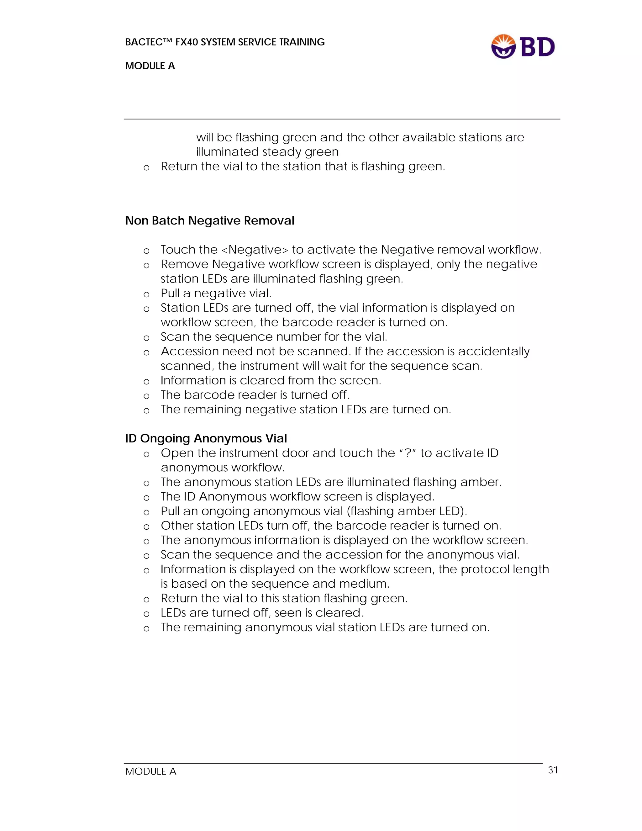 BD BACTEC FX40 system service training | PDF