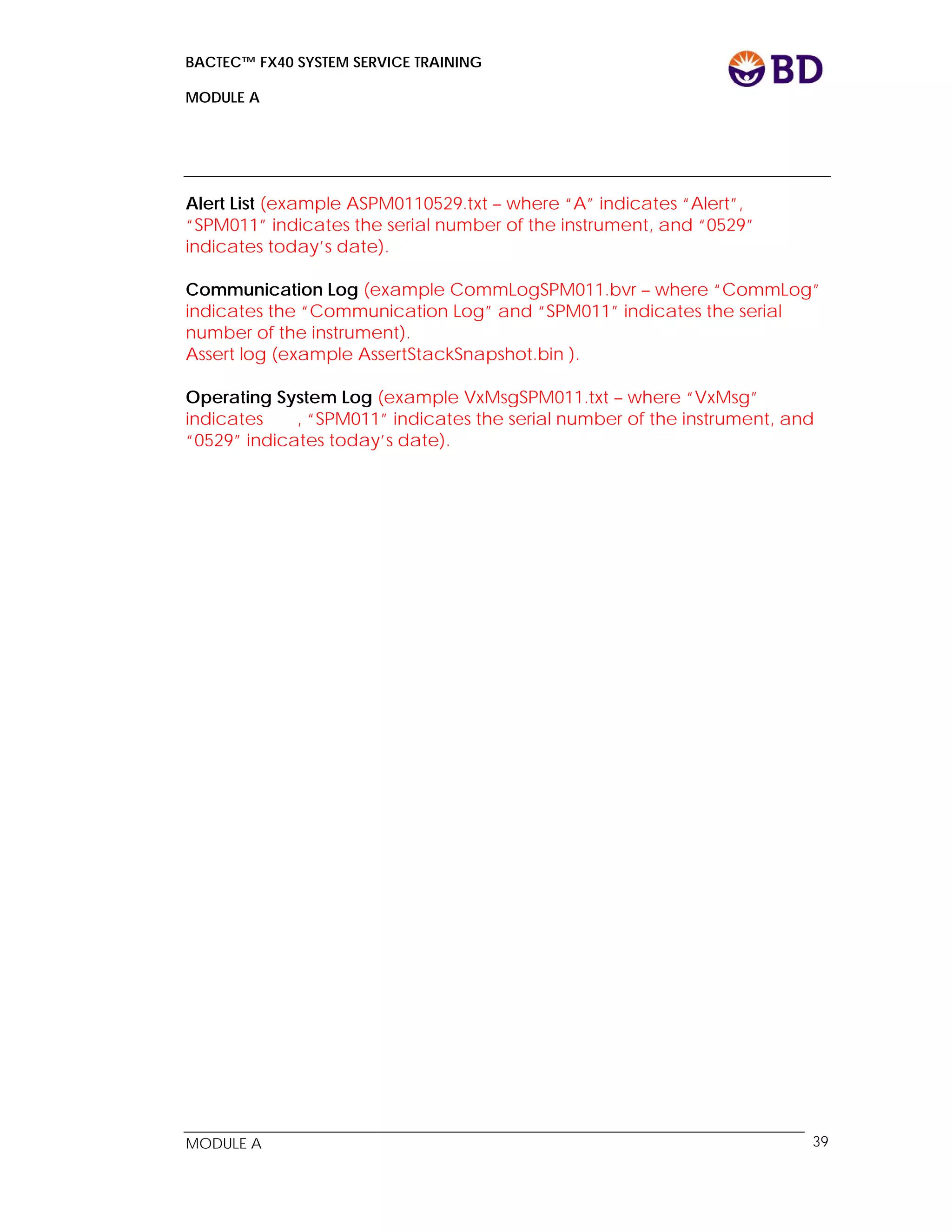 BD BACTEC FX40 system service training | PDF