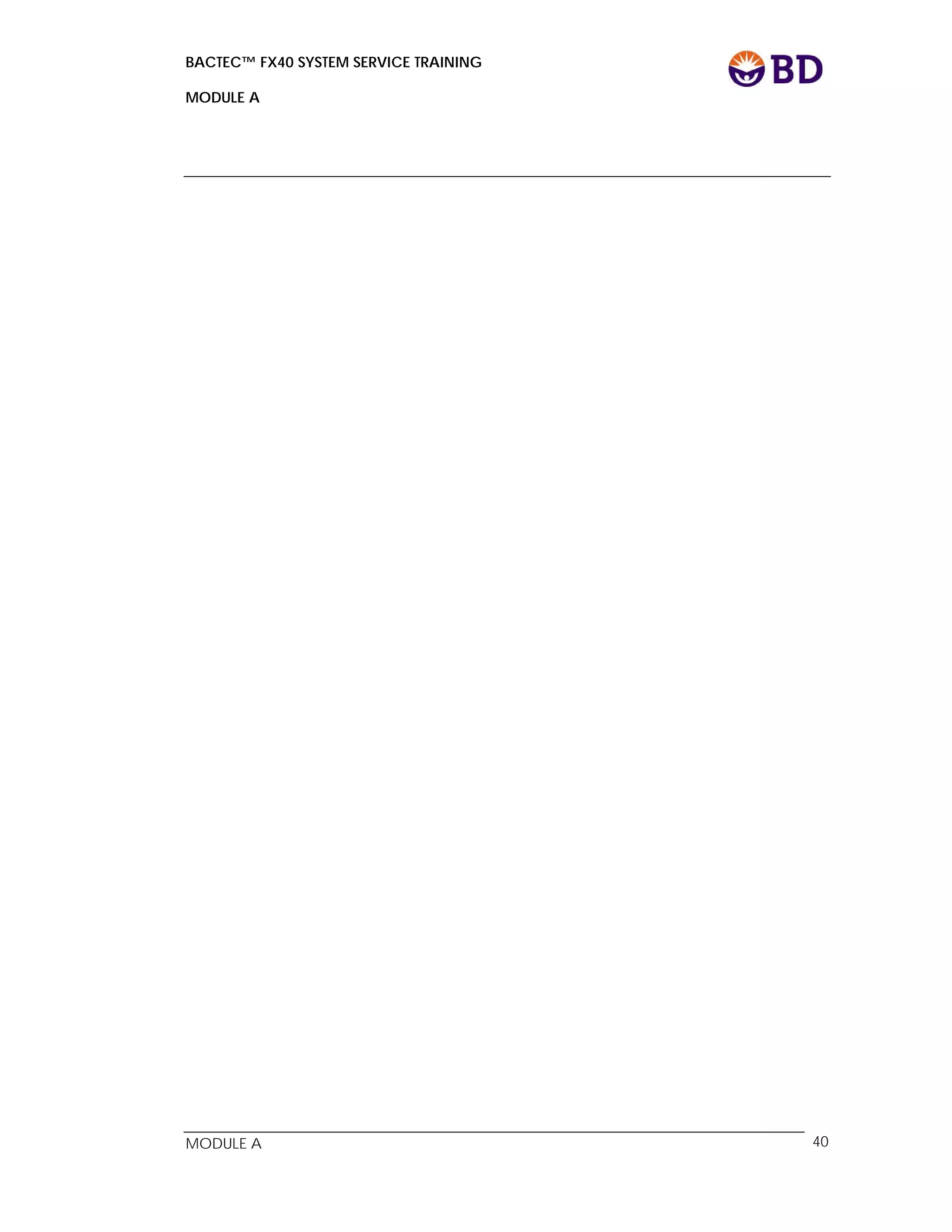 BD BACTEC FX40 system service training | PDF