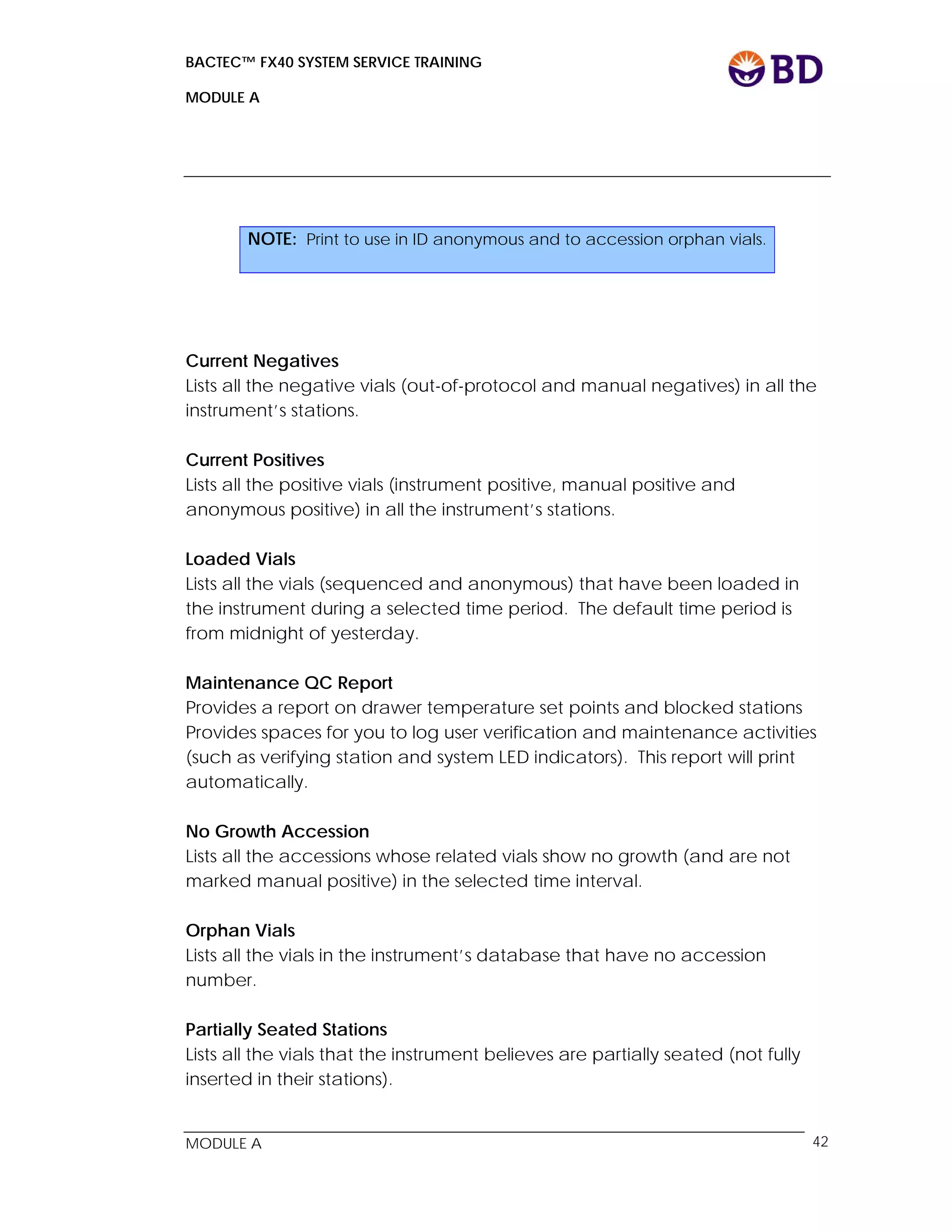 BD BACTEC FX40 system service training | PDF
