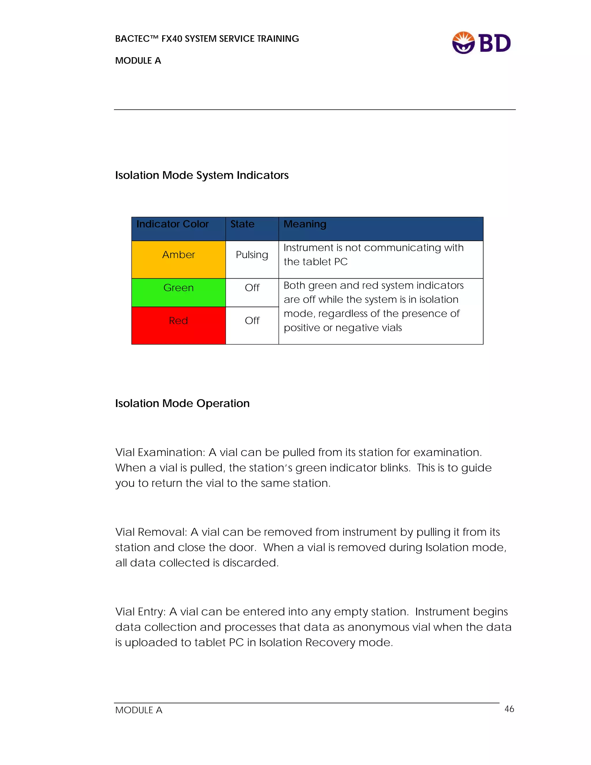 BD BACTEC FX40 system service training | PDF