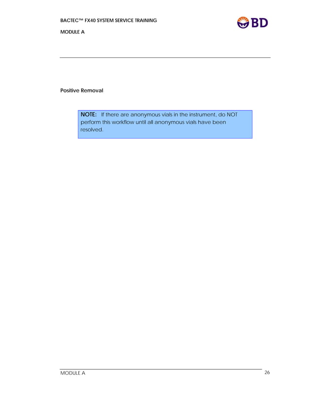 BD BACTEC FX40 system service training | PDF