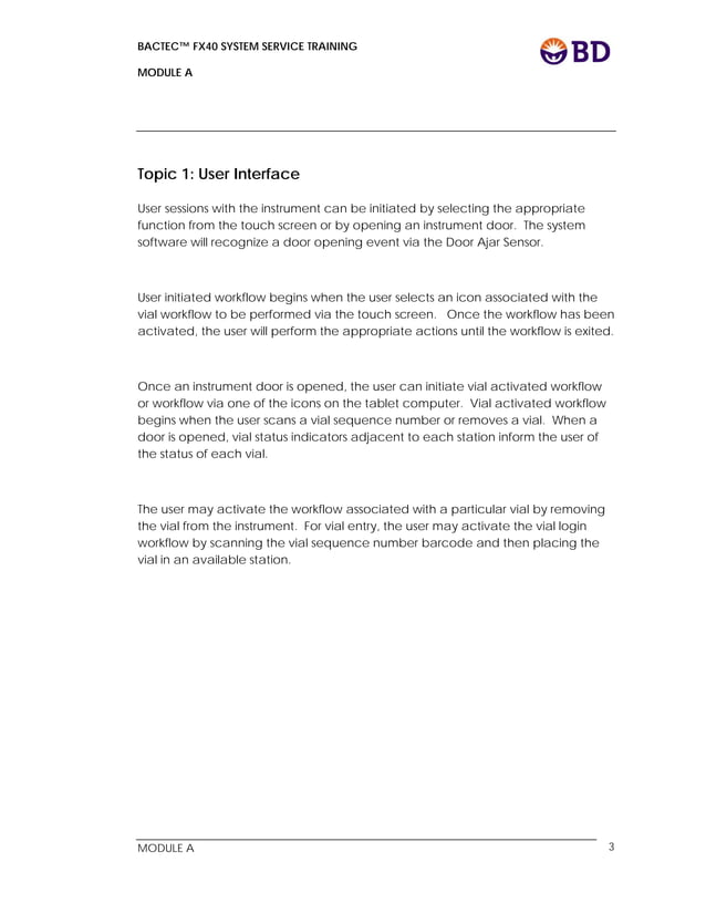 BD BACTEC FX40 system service training | PDF