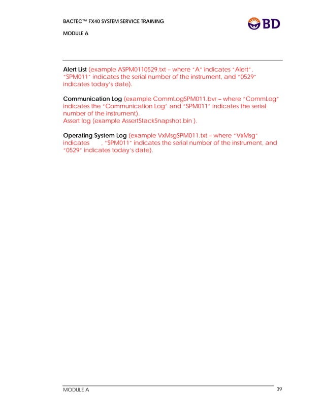 BD BACTEC FX40 system service training | PDF