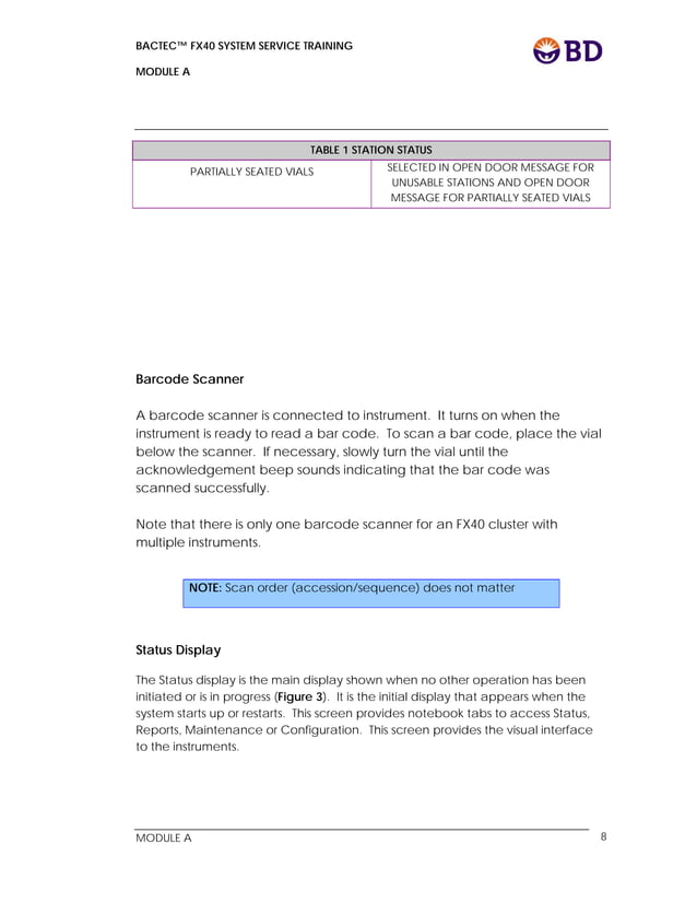 BD BACTEC FX40 system service training | PDF