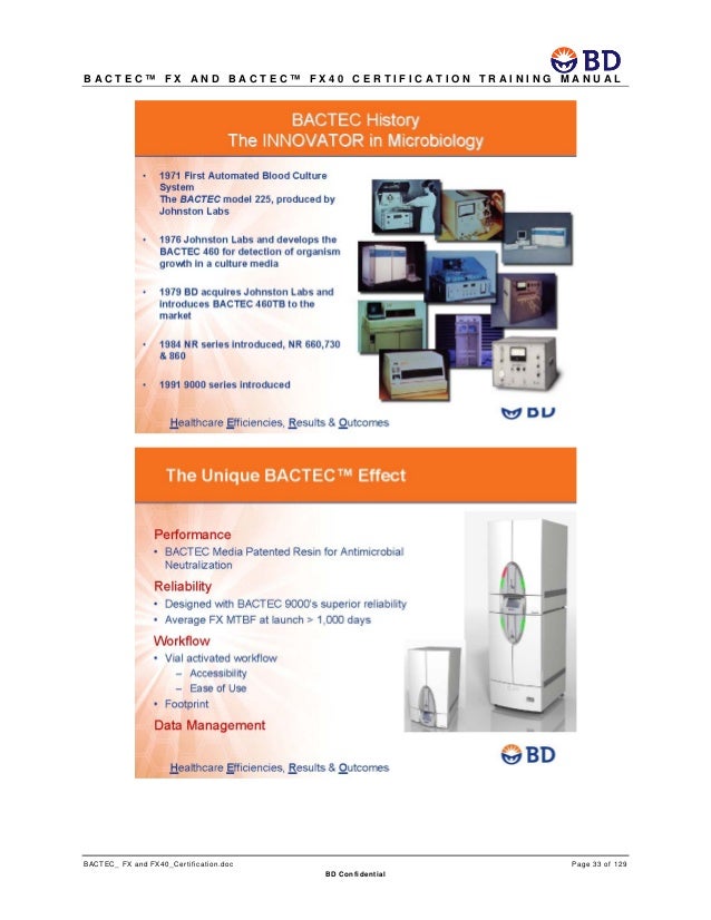 BD BACTEC FX40 CERTIFICATION TRAINING MANUAL