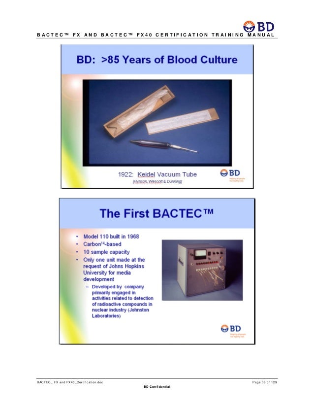 BD BACTEC FX40 CERTIFICATION TRAINING MANUAL