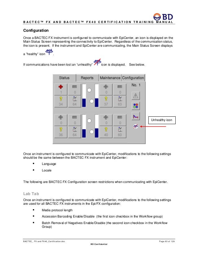 BD BACTEC FX40 CERTIFICATION TRAINING MANUAL