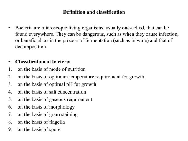 Bacteria and its classification. Microbiology | PPTX | Food & Drink