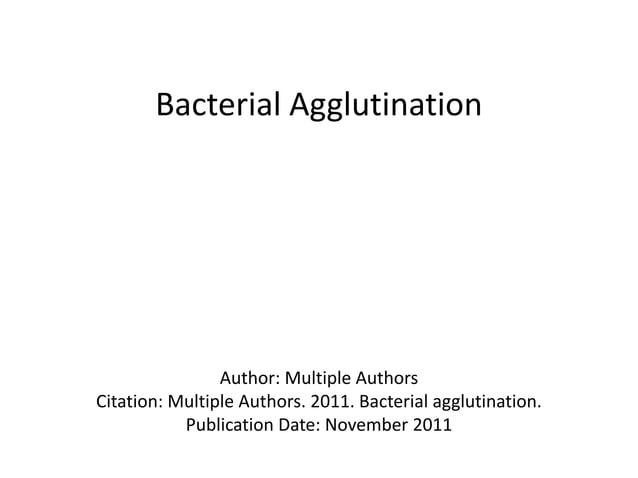 Bacterial Agglutination Pptx Chemistry Science