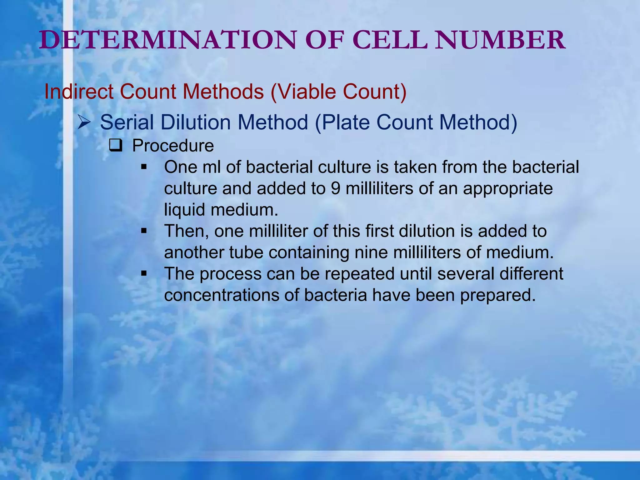 Bacterial Cells Enumeration Pptx Chemistry Science