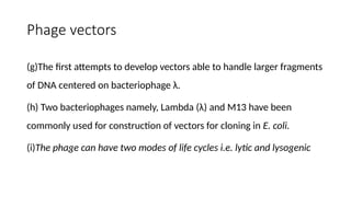 Bacterial cloning vectors (for cloning in ecoli).pptx