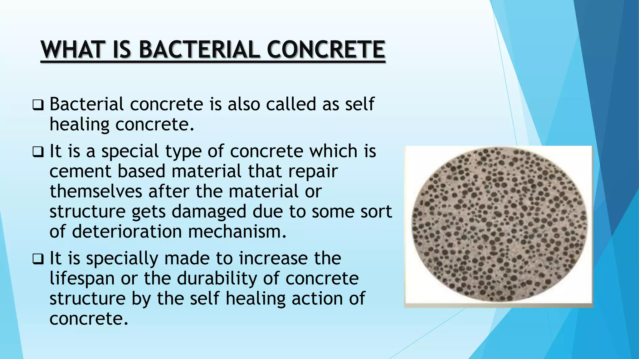POWERPOINT PRESENTATION ON SELF HEALING CONCRETE | PPTX