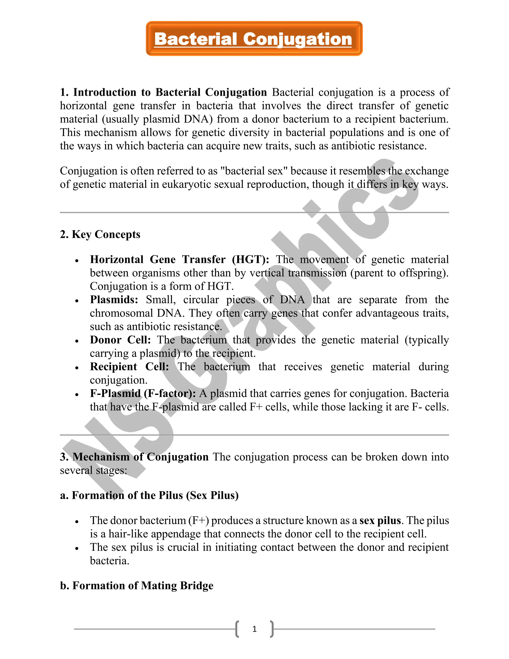 Bacterial Conjugation for B.Sc. SEM-3 Botany /Biotechnology | PDF