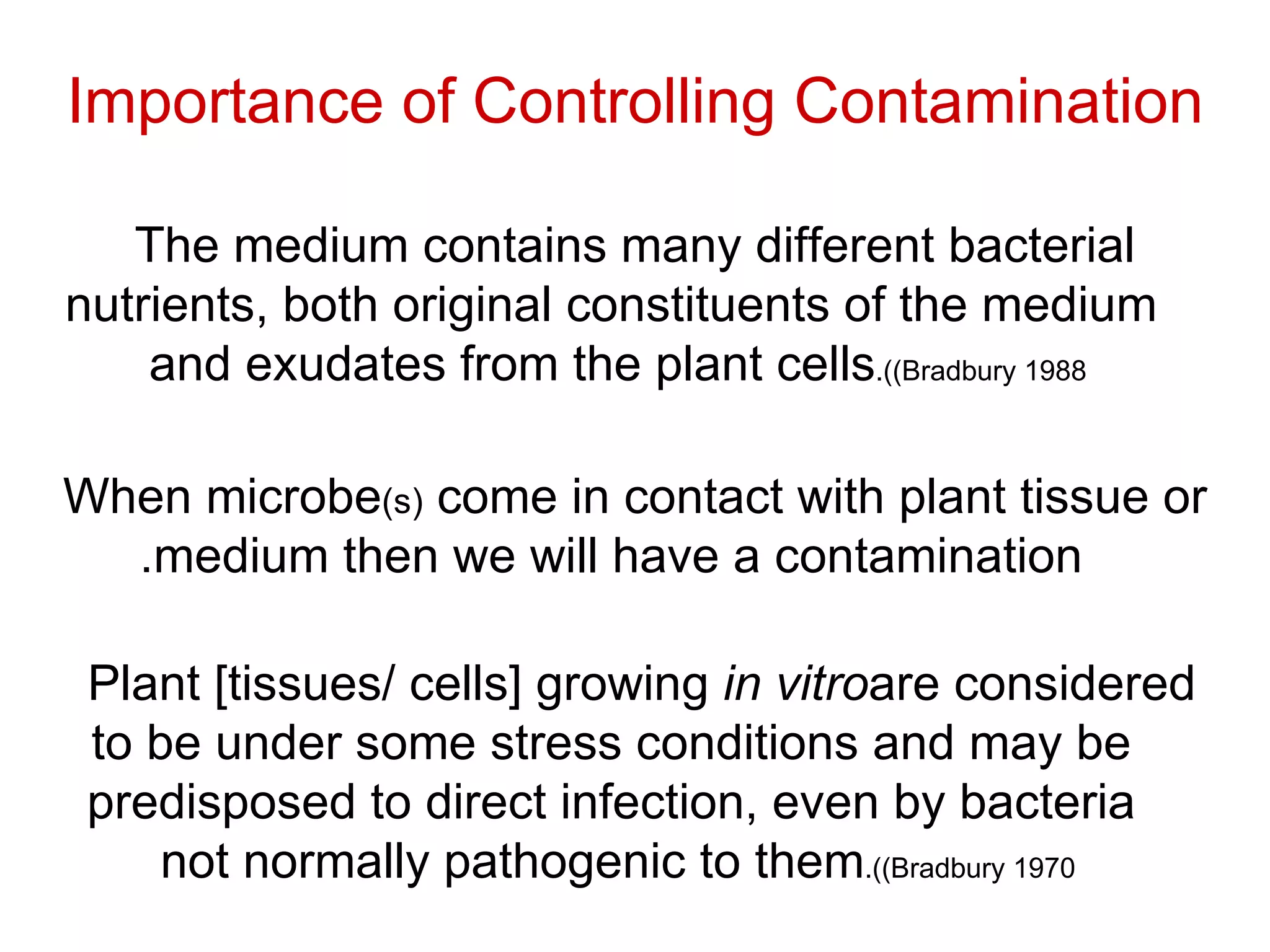 Bacterial contaminants of plant tissue culture | PPT