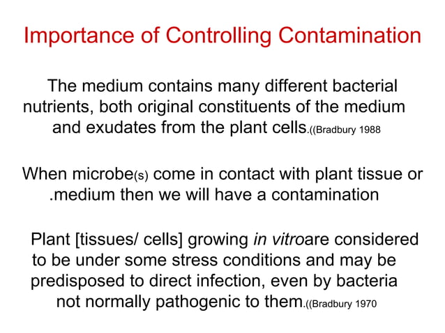 Bacterial contaminants of plant tissue culture | PPT