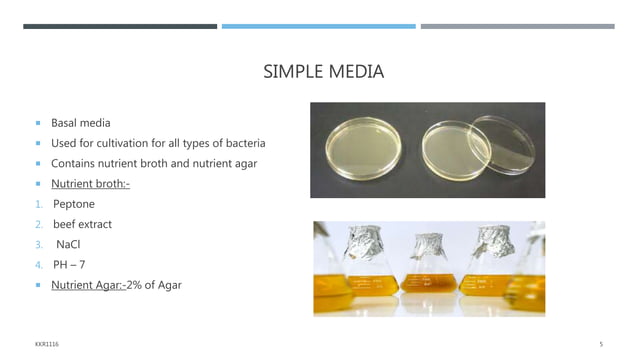Bacterial culture media | PPTX | Chemistry | Science